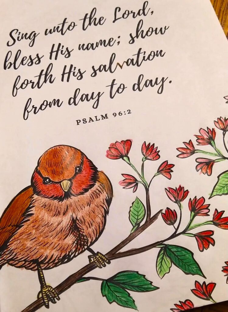 Colouring Psalm 96 - Abiding in Him